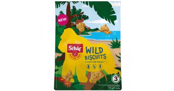 Παιδικά Μπισκότα Χωρίς Γλουτένη 'Wild Biscuits' (5x23γρ) Schar